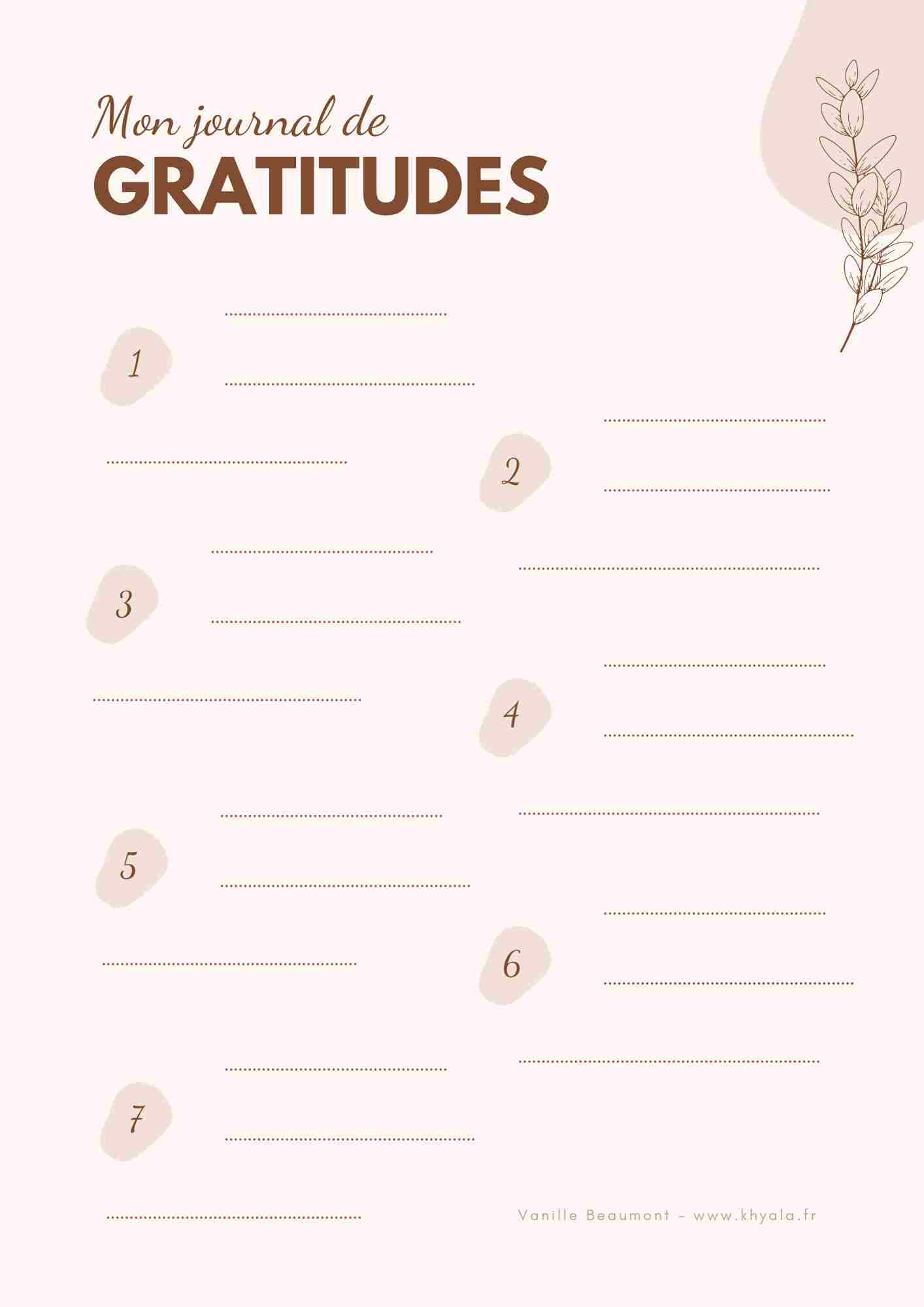 Votre journal de Gratitude à remplir – Khyāla